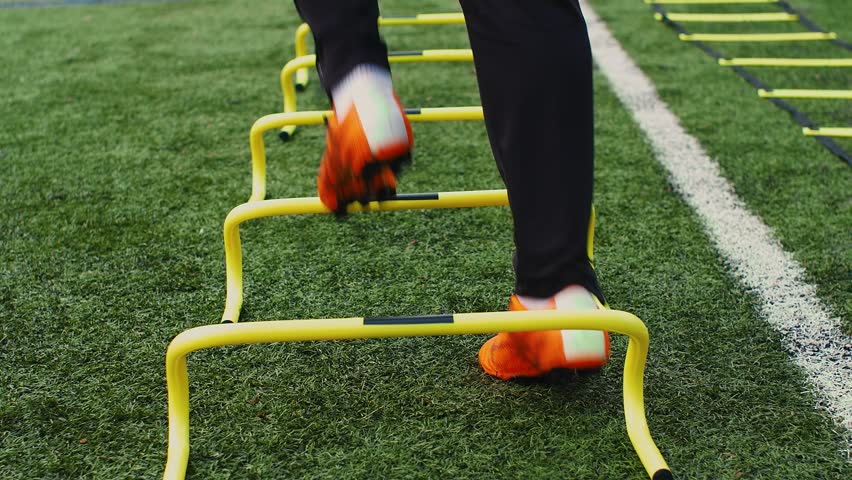 soccer agility training equipment professional football Stock Footage ...