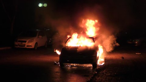 Arson Has Set Car On Fire Stock Footage Video (100% Royalty-free ...