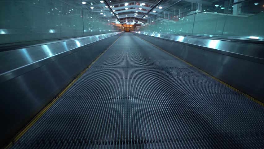 airport business treadmill walkway escalator conveyor Stock Footage ...
