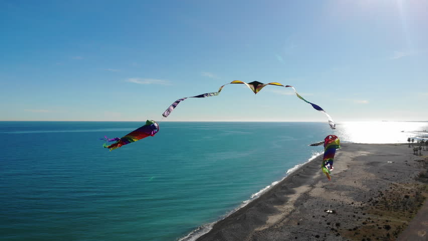 Aerial View of Flying Kite Stock Footage Video (100% Royalty-free ...