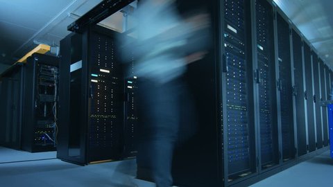 Time Lapse Data Center Specialists Engineers Stock Footage Video (100% ...