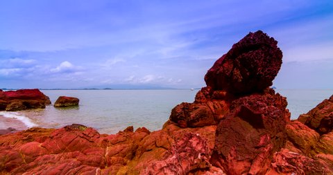 Red Rocks Sea Sky Timelapse Stock Footage Video (100% Royalty-free ...