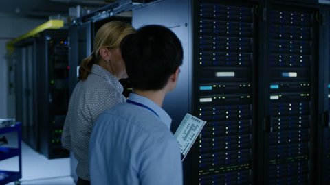 Modern Data Center Engineer Specialist Work Stock Footage Video (100% ...