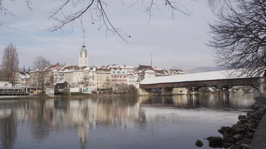 Aare river at the old city of Olten in Switzerland image - Free stock ...