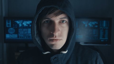 Portrait Crazy Hacker Programmer Demonpossessed Hacking Stock Footage Video (100% Royalty-free ...