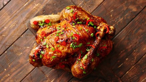 Homemade Roasted Spicy Chicken Chilli Chive Stock Footage Video (100% ...