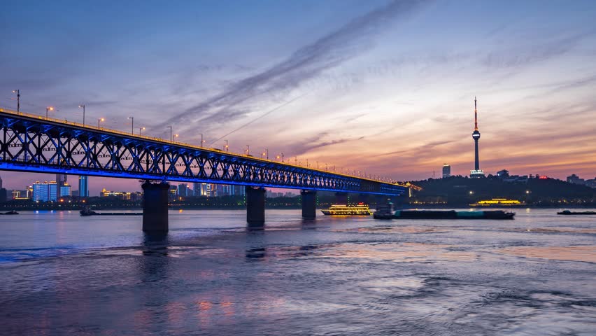 Wuhan Yangtze river bridge at night image - Free stock photo - Public ...