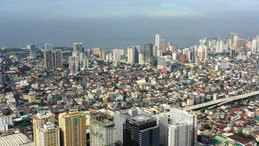 manila city aerial view philippines Stock Footage Video (100% Royalty ...