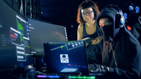 Two Programmers Laughing During Hacking Process Stock Footage Video ...