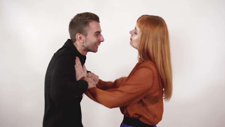 aggressive man grabbed womans hair yell Stock Footage Video (100% ...