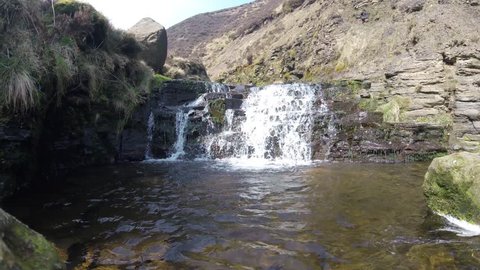 Small Waterfall Edale Peak District National Stock Footage Video (100% ...