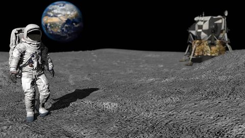 Astronaut Walking On Moon Cg Animation Stock Footage Video (100% ...