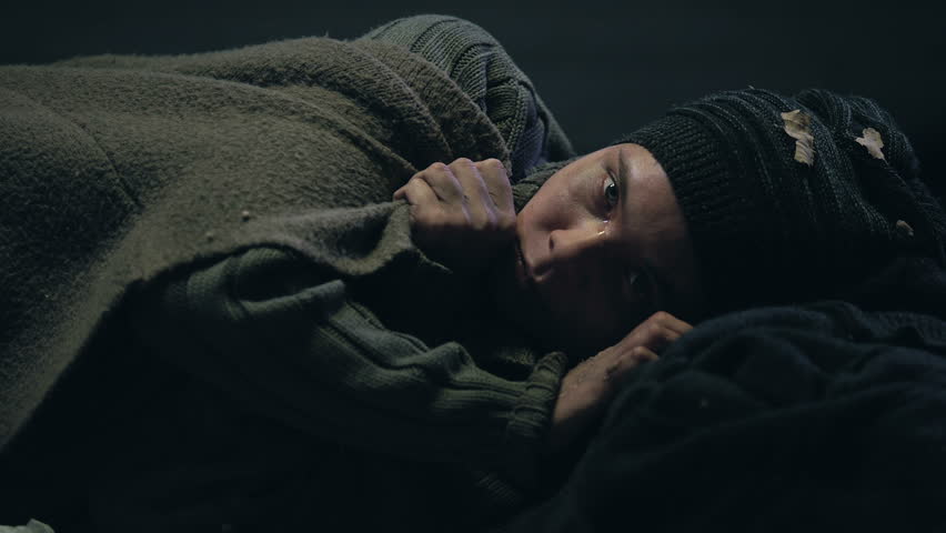 freezing crying homeless lady shivering cold Stock Footage Video (100% ...