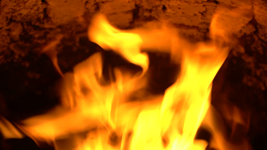 bright red flames burning branches closeup Stock Footage Video (100% ...