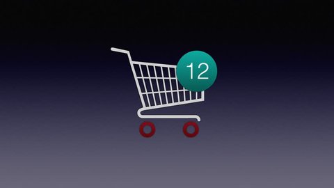 Animation Shopping Cart Icon Counter Added Stock Footage Video (100% ...