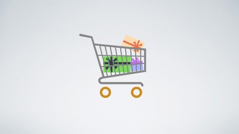Animation Shopping Cart Icon Counter Added Stock Footage Video (100% ...