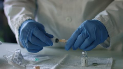 Nurse Assemble Needle Syringe Injection Stock Footage Video (100% ...