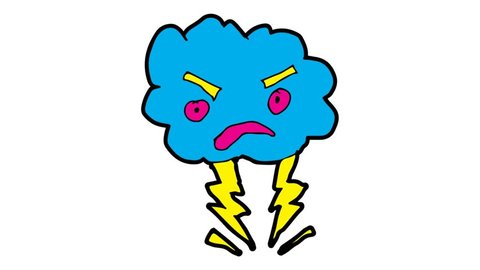 Angry Cloud Lightning Cartoon Mascot Character Stock Vector (Royalty ...