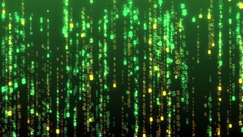 Gold Green Raining Dollar Signs Signaling Stock Footage Video (100% ...