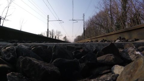Train Running Fast Ground View While Stock Footage Video (100% Royalty ...