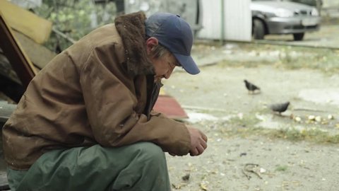 Poverty Beggar Homeless Man Poverty Vagrancy Stock Footage Video (100% ...