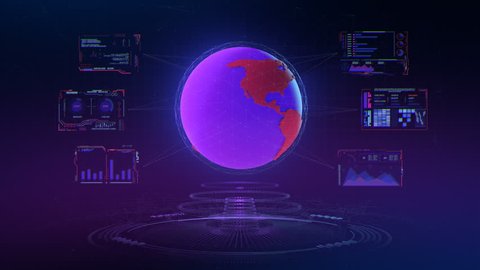 Futuristic Earth Interface Looped Animation Stock Footage Video (100% ...