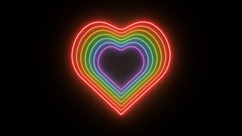 Animated Neon Glowing Silhouettes Hearts Painted Stock Footage Video ...