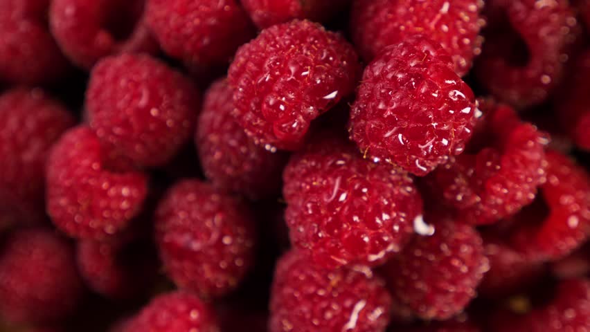 Heap of Fresh Wet Raspberries Stock Footage Video (100% Royalty-free ...
