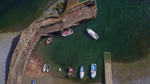 Aerial Top Down Fishing Boat Being Stock Footage Video (100% Royalty ...