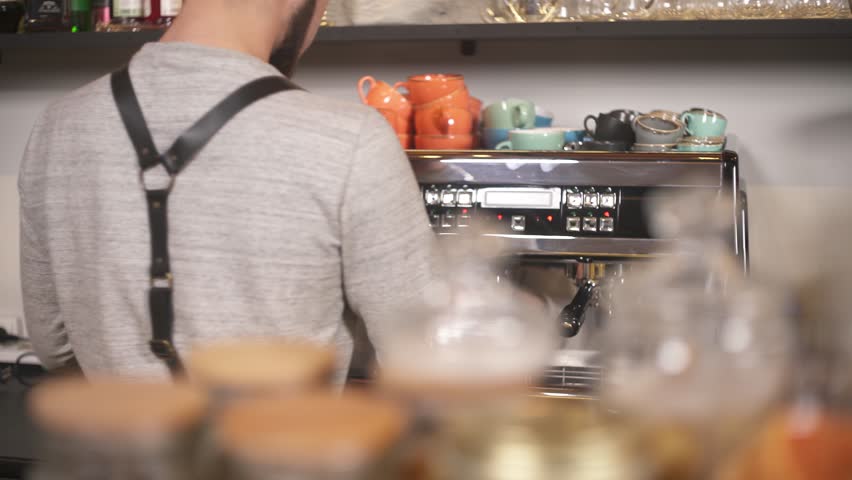 Back View Bar Tender Standing Coffee Stock Footage Video (100% Royalty ...