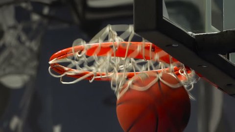 Basketball Ball Flies Into Basket Slow Stock Footage Video (100% ...