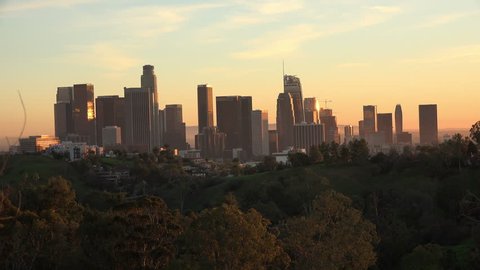 Downtown Los Angeles Sunrise Sun Over Stock Footage Video (100% Royalty ...