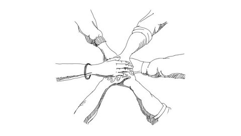 4k Drawing Animation Huddle Hands Perfect Stock Footage Video (100% ...