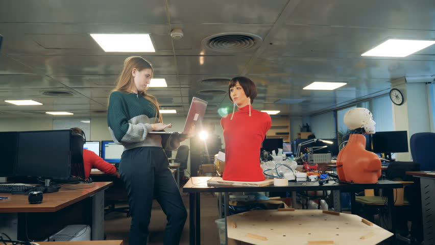 Female Mannequin is Talking Under Stock Footage Video (100% Royalty ...