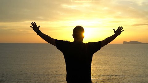 Man Arms Wide Open On Beach Stock Photo 152330027 | Shutterstock