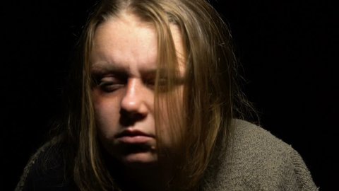 Lonely Drug Addict Woman Using Tourniquet Stock Footage Video (100% ...