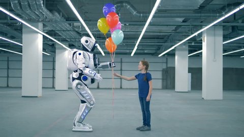 Teenage Girl Giving Balloons Cyborg Stock Footage Video (100% Royalty ...