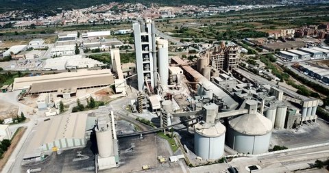 Industrial Background Large Cement Factory Aerial Stock Footage Video ...