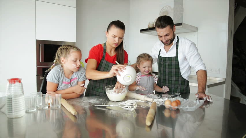 parents teach children cooking they show Stock Footage Video (100% ...