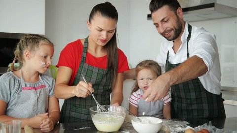 Parents Teach Children Cooking They Show Stock Footage Video (100% ...