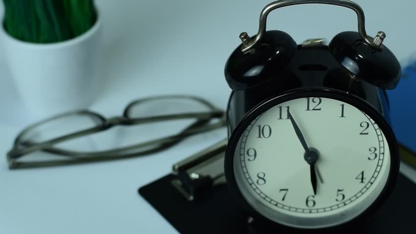 Clock Ringing 6 Oclock On Working Stock Footage Video (100% Royalty ...