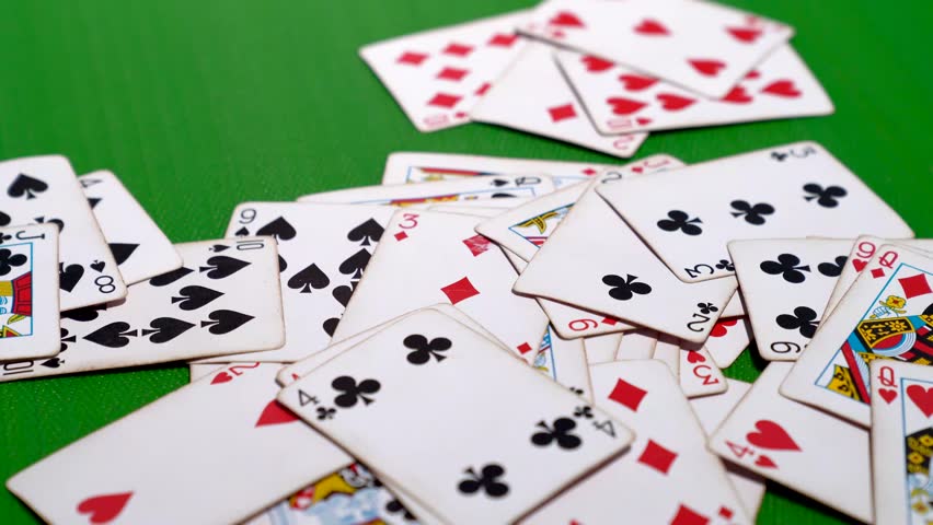 shuffling pile messy old playing cards Stock Footage Video (100% ...