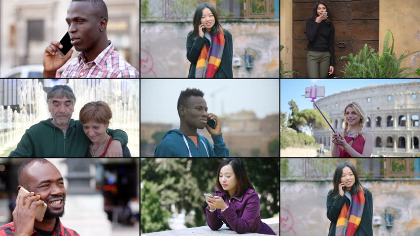 multiple screen montage diverse group professional Stock Footage Video ...