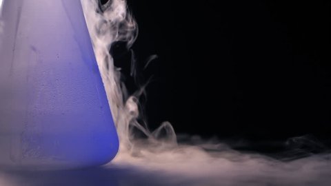 Flask Liquid Nitrogen On Black Background Stock Footage Video (100% ...
