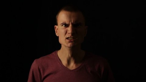 Angry Man Grinding Teeth Emotional Aggressive Stock Footage Video (100% ...