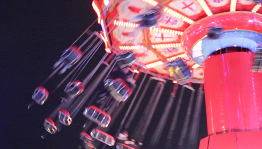 swing fairground funfair ride night carousel Stock Footage Video (100% ...