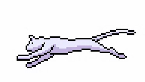 Animation Pixel Art Cat Run Isolated Stock Footage Video (100% Royalty ...