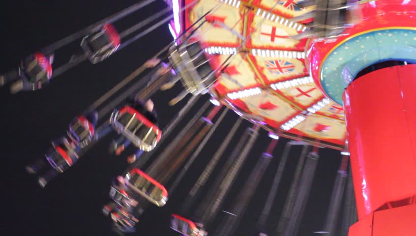 swing fairground funfair ride night carousel Stock Footage Video (100% ...