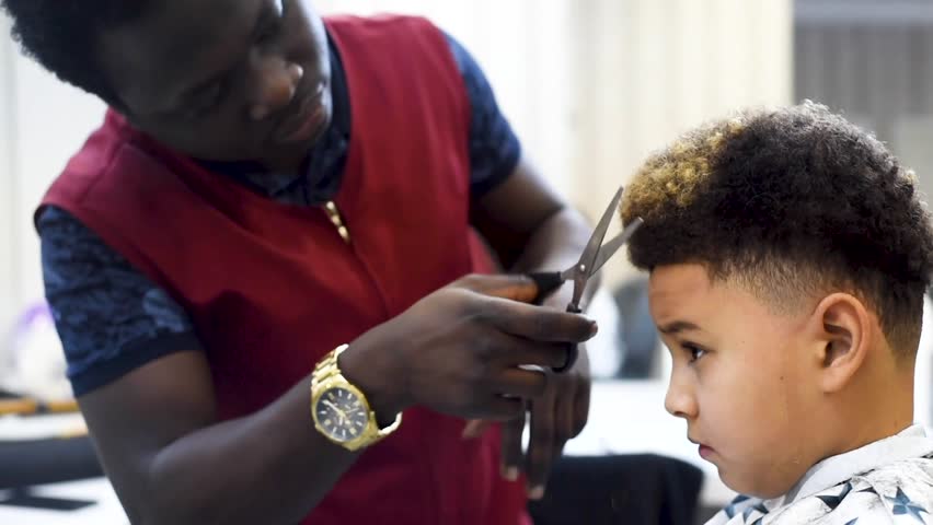 boy african barbershop cute mixed makes Stock Footage Video (100% ...