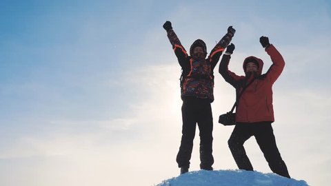 Teamwork Group Men Winter Snow Mountains Stock Footage Video (100% ...